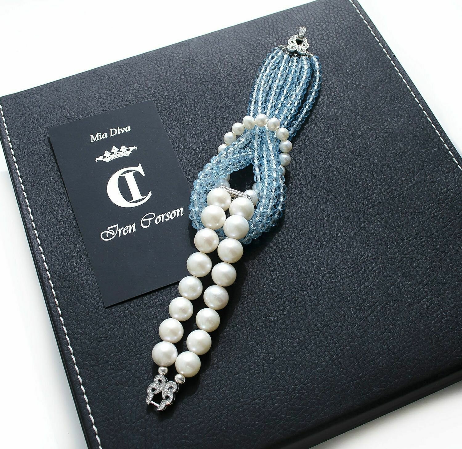 Браслет, жемчуг пресноводный, топаз