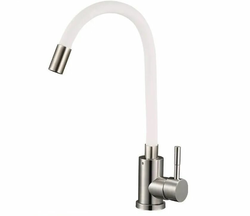Смеситель Solone EZA4-F090KW для кухни с высоким гибким изливом, белый