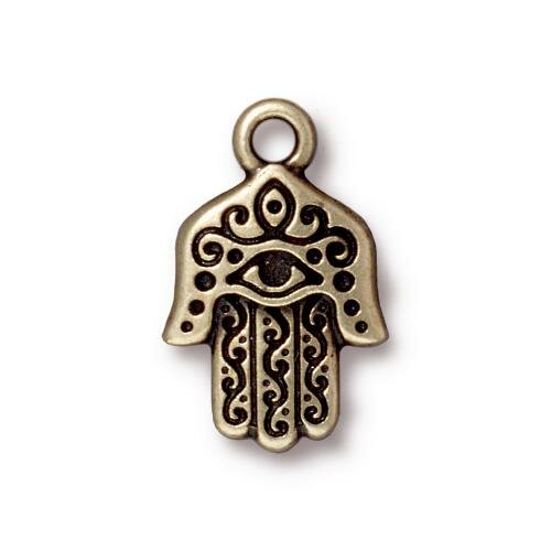 Подвеска, 21х13мм, TierraCast, Хамса (рука Бога) малая, базовый материал - оловянный сплав, бронзовая с чернением, 2 шт.