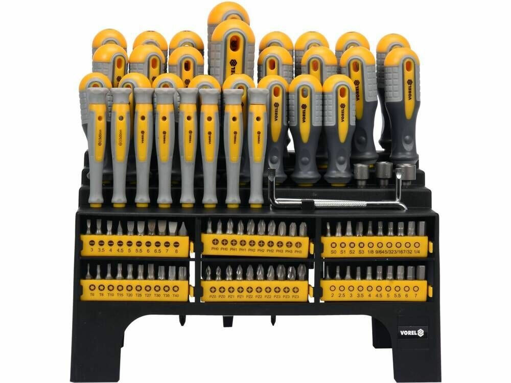 Набор отверток и бит VOREL 60750, 100 предметов, с подставкой