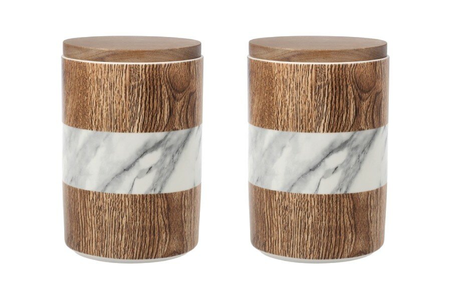 Набор 2 банки для сыпучих продуктов Wood&Marble, 17х11,5 см, 1,1 л (Home&Style)