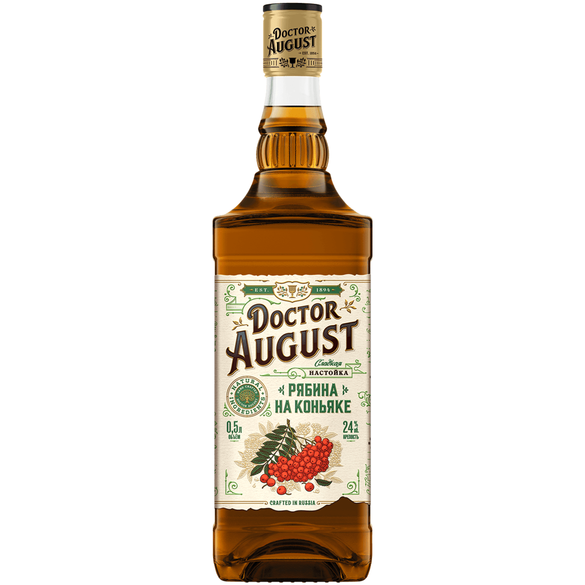 Настойка Doctor August Рябина на коньяке 0,5 л