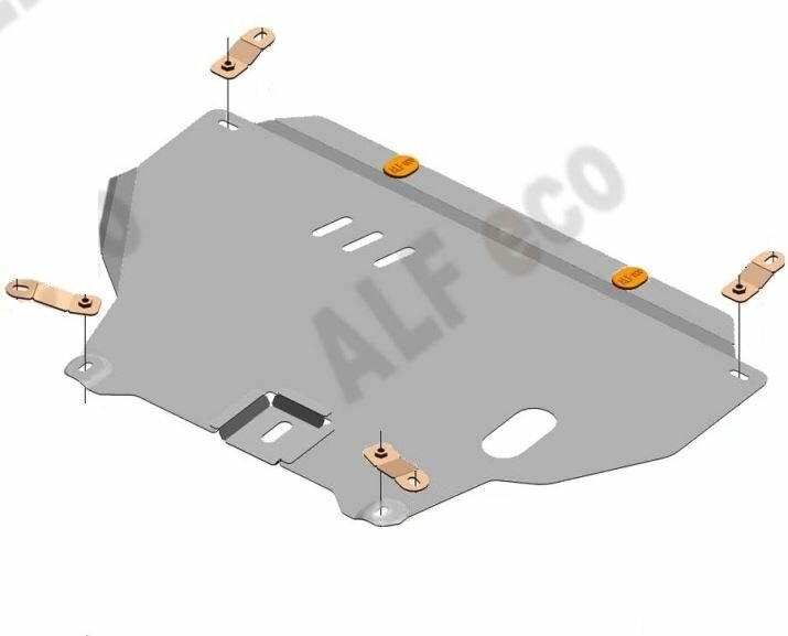 Защита ALFeco картера двигателя и кпп для Citroen Nemo 2007-, V-1,4 disel/Fiat Fiorino Qubo 2007-, V-1,4 disel (сталь 2 мм) арт. ALF0607st