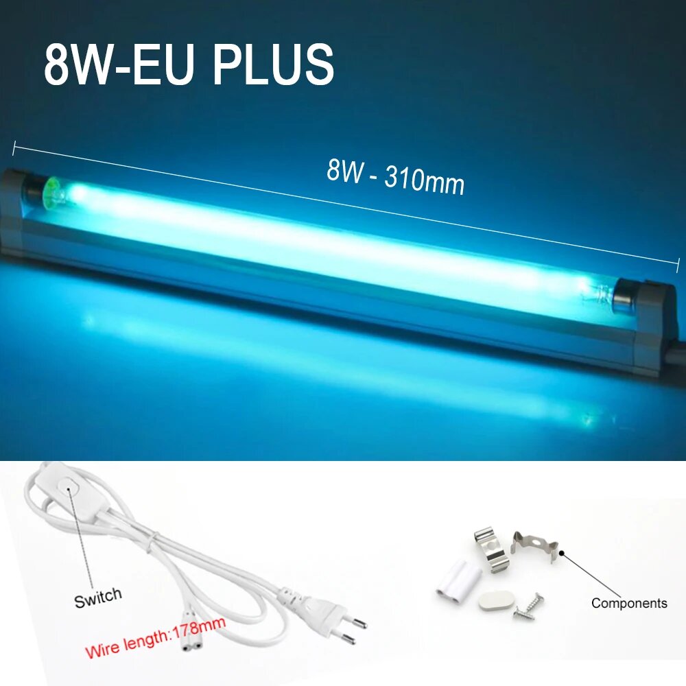 УФ-лампа дезинфекционная 8W EU, 220V, 310 мм