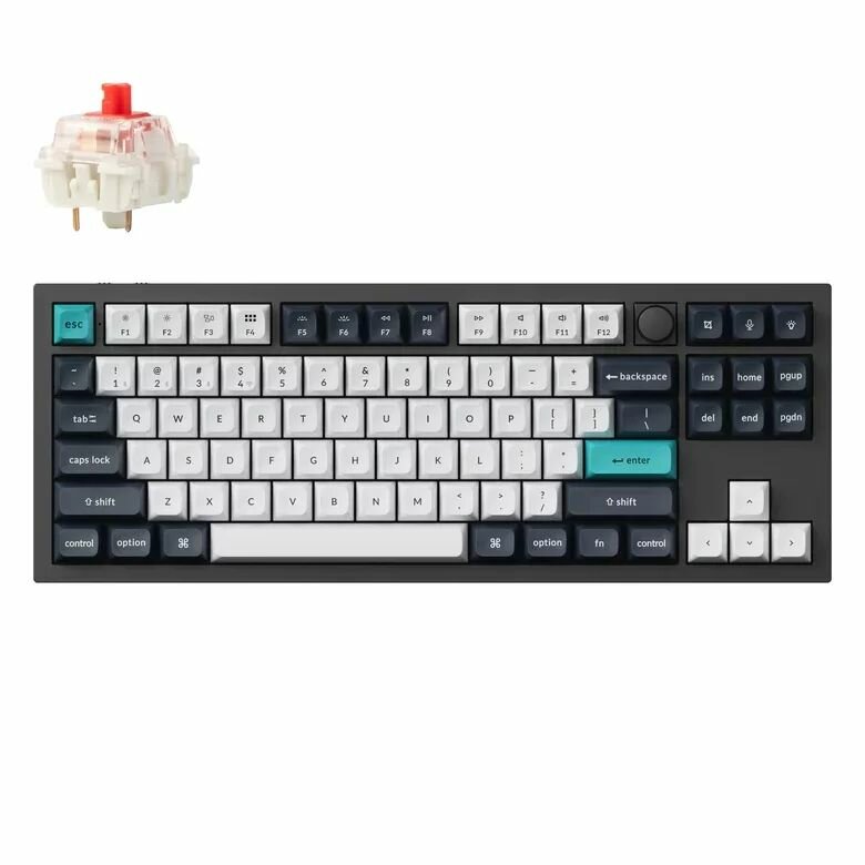 Беспроводная механическая клавиатура Keychron Q3 Max (80%) цвет Carbon Black, Английская раскладка, кейкапы без подсветки, RGB, Hot Swap, тактильные переключатели (Gateron Jupiter Red)