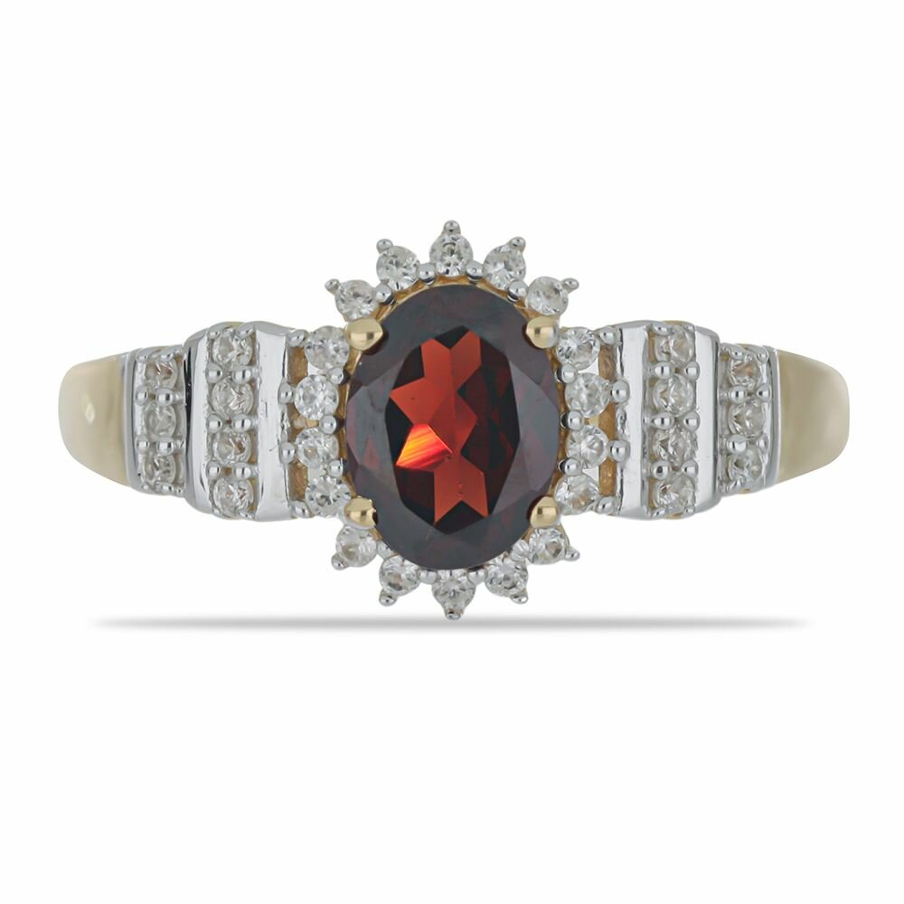 Кольцо, серебро, 925 проба, гранат, циркон