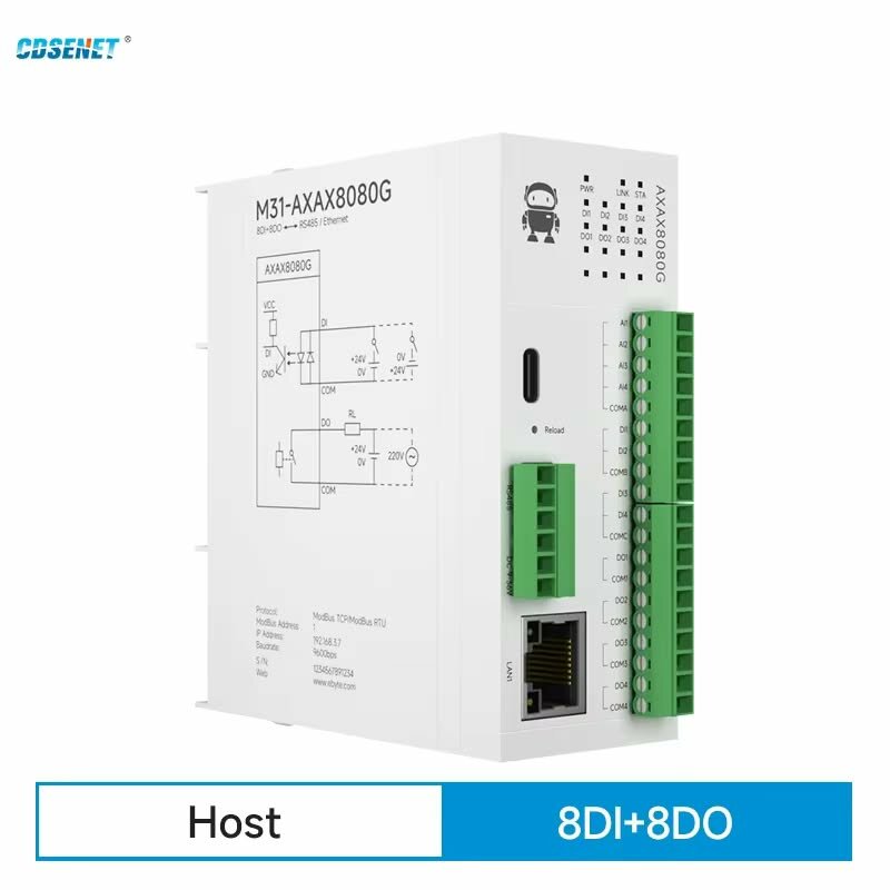 Модуль 8DI + 8DO удаленного ввода-вывода EBYTE M31-AXAX8080G