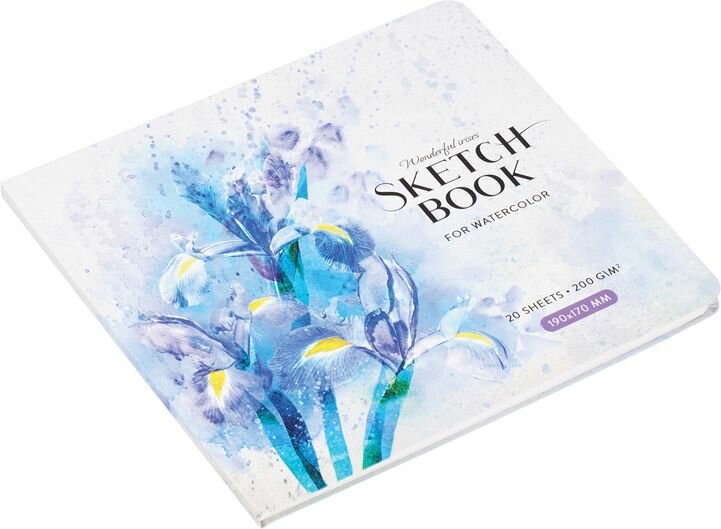 4 шт. Скетчбук для акварели 20л, 190*170 Greenwich Line "Irises", 200г/м2