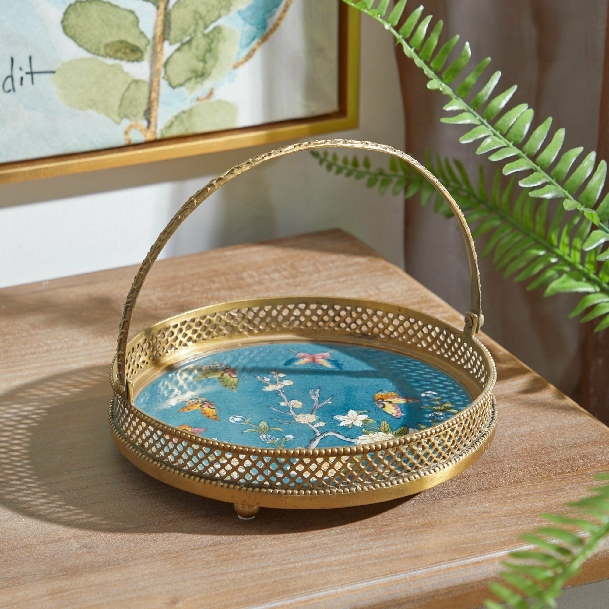 C956HC/HGD2135 Блюдо с ручкой 20х20х18см, Фарфор, бронза, Glasar