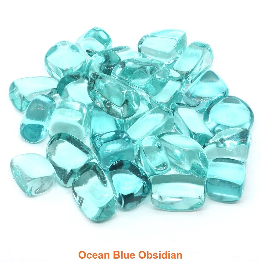 Океанский синий обсидиан, галтованные камни 50g, Ocean Blue Obsidian