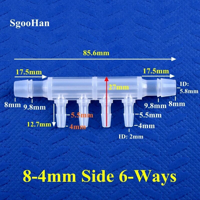 SgooHan пищевой полипропилен соединитель для шланга 8-4 мм 8-4mm Side 6-Ways, 5 Pieces