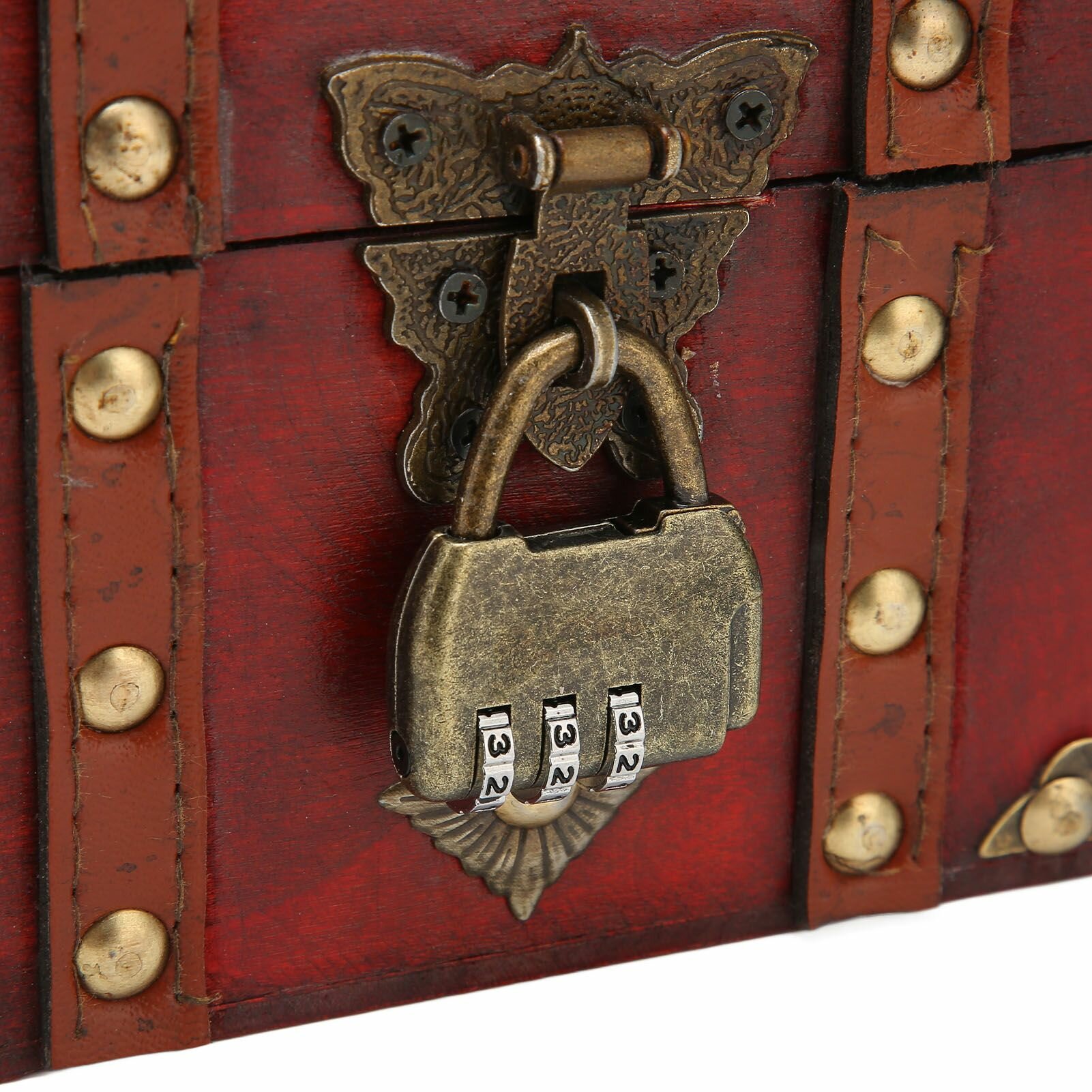 Ящик для хранения Винтажный деревянный ящик для хранения с комбинированным замком