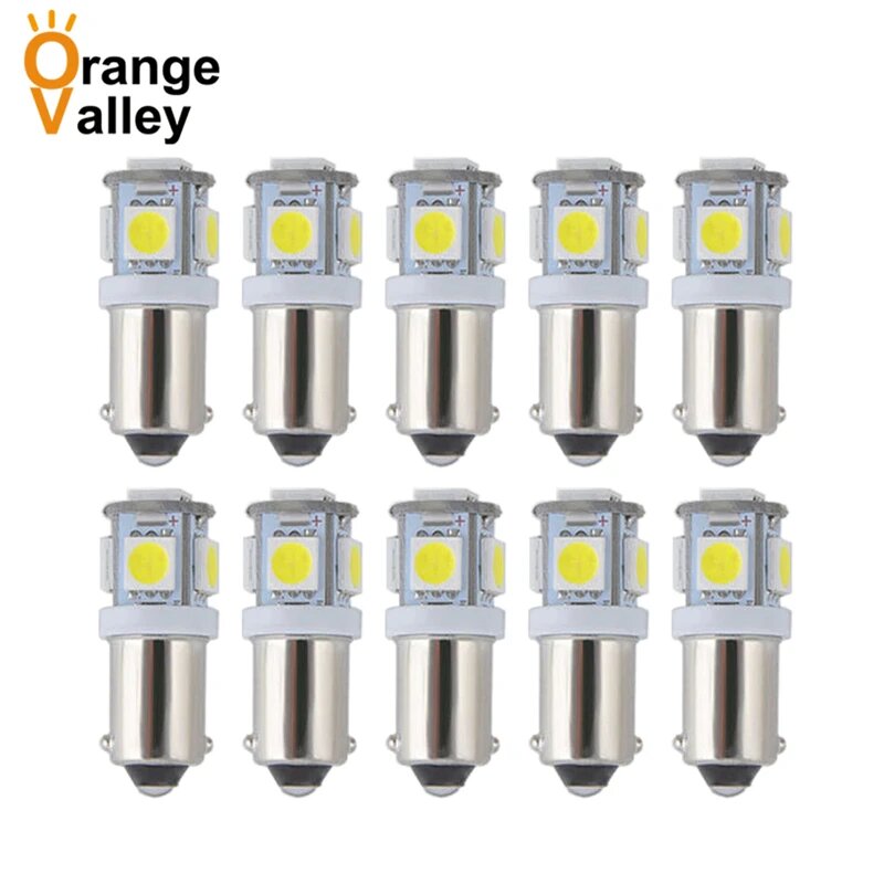 10 шт, BA9S H6W LED лампа, холодный белый свет, 12V