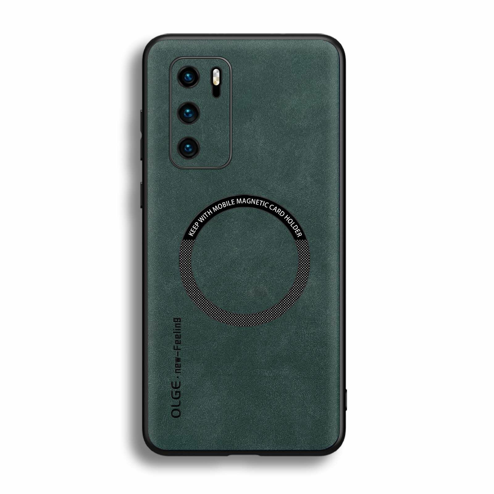 OLGE Прочный MagSafe kожа чехол для Huawei P40