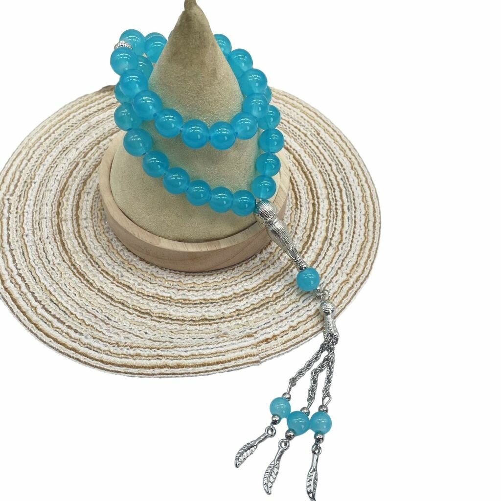 Четки из 33 бусин для мусульман, Аквамариновый