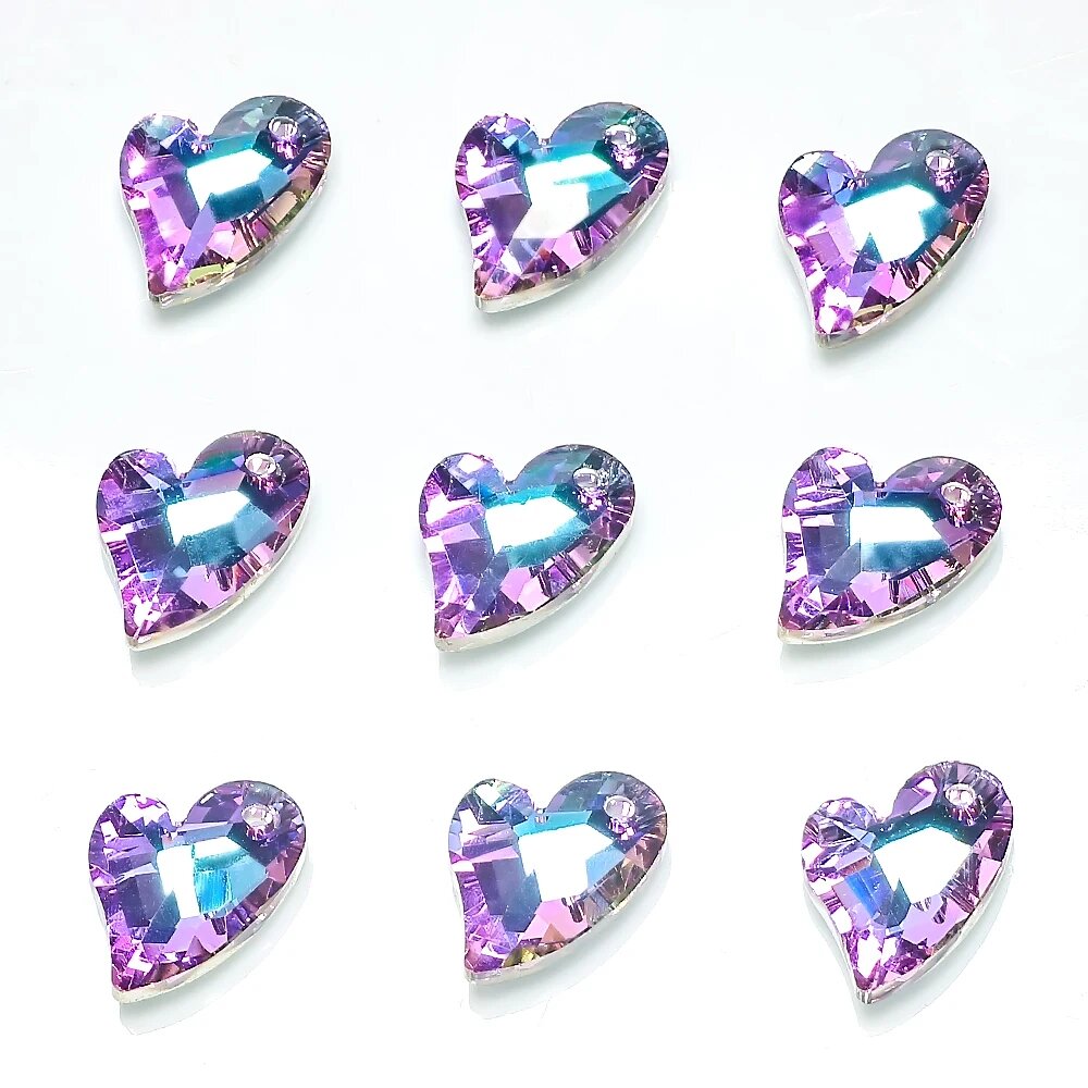 Стеклянные бусины сердце YUANZHIRUN фиолетовые 20 шт 17mm U Heart FZ