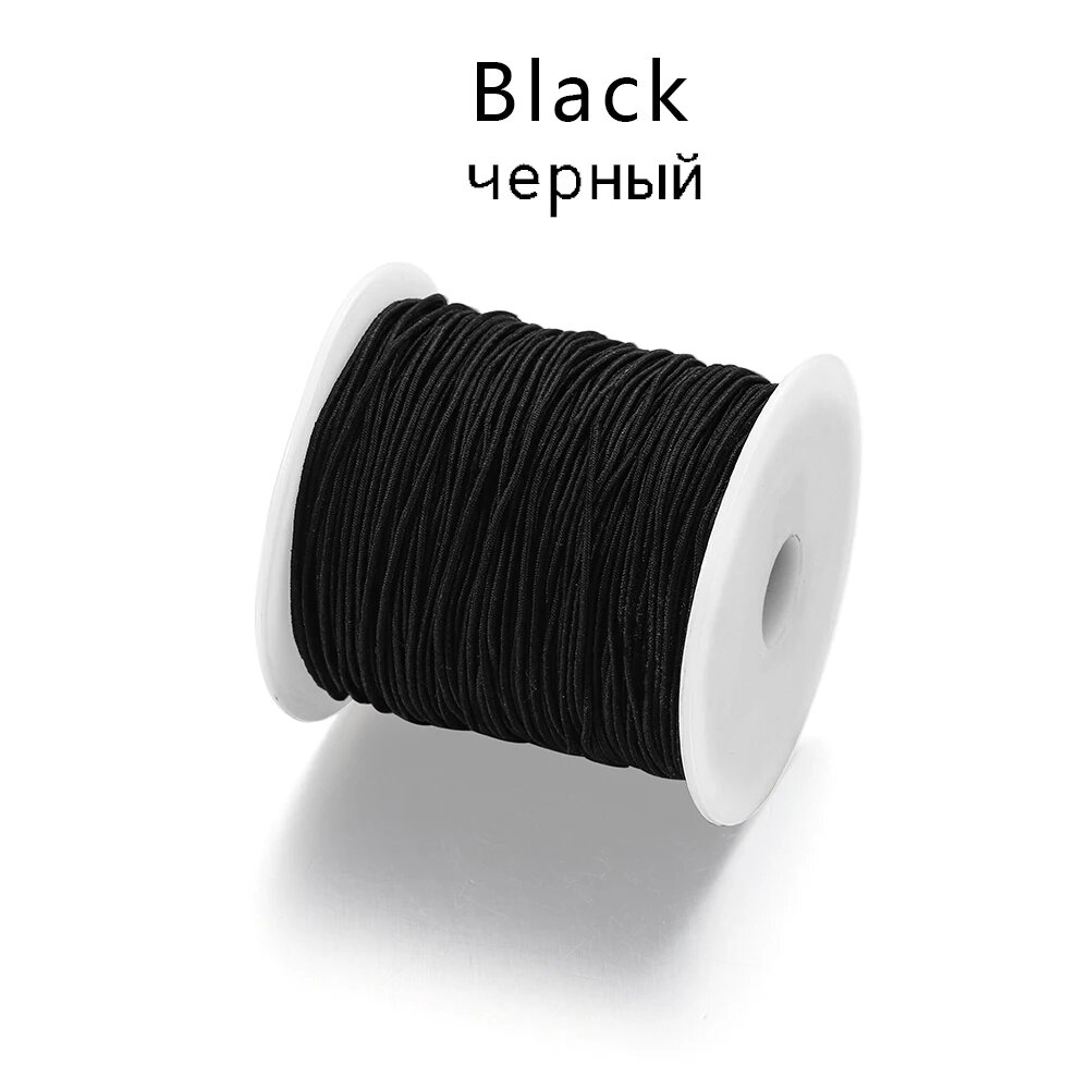 Эластичный шнур AGCFABS для бисероплетения 100 м 0,8 мм Черный, 0.8mm x 100m, Black