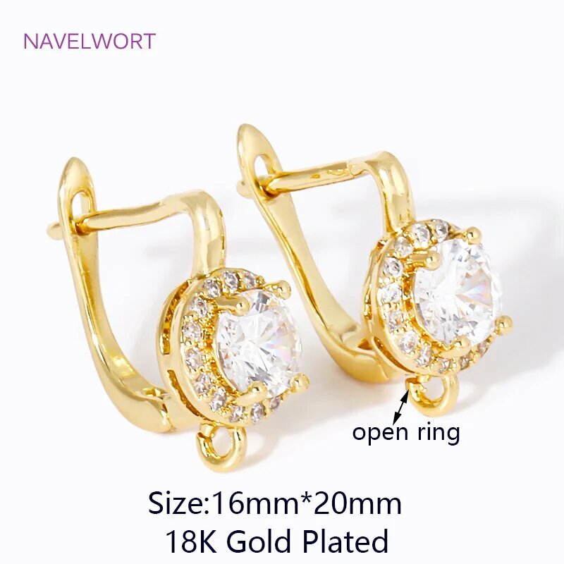 Серьги-клипсы NAVELWORT, 18K Gold Plated, с цирконами, 16mm*20mm