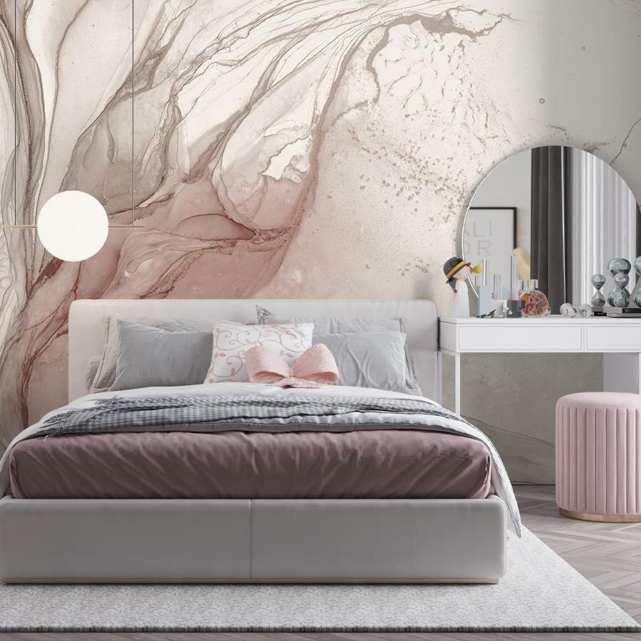 Фотообои Флюид арт Слоновая кость 14-702-S-Холст 270 x 200 см (ВхШ) Бесшовные, флизелиновые, влагостойкие обои