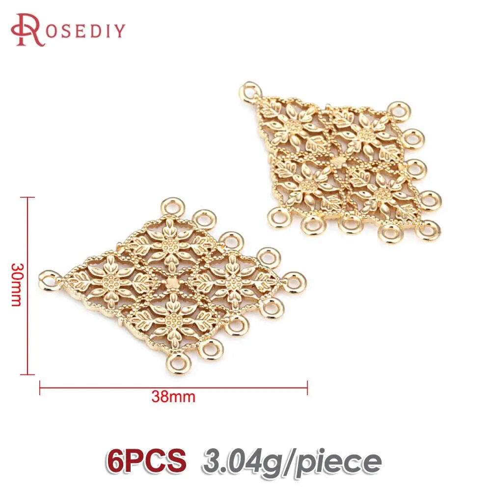 Подвески для сережек из латуни Rosediy золотого цвета 44241-18K Gold Color
