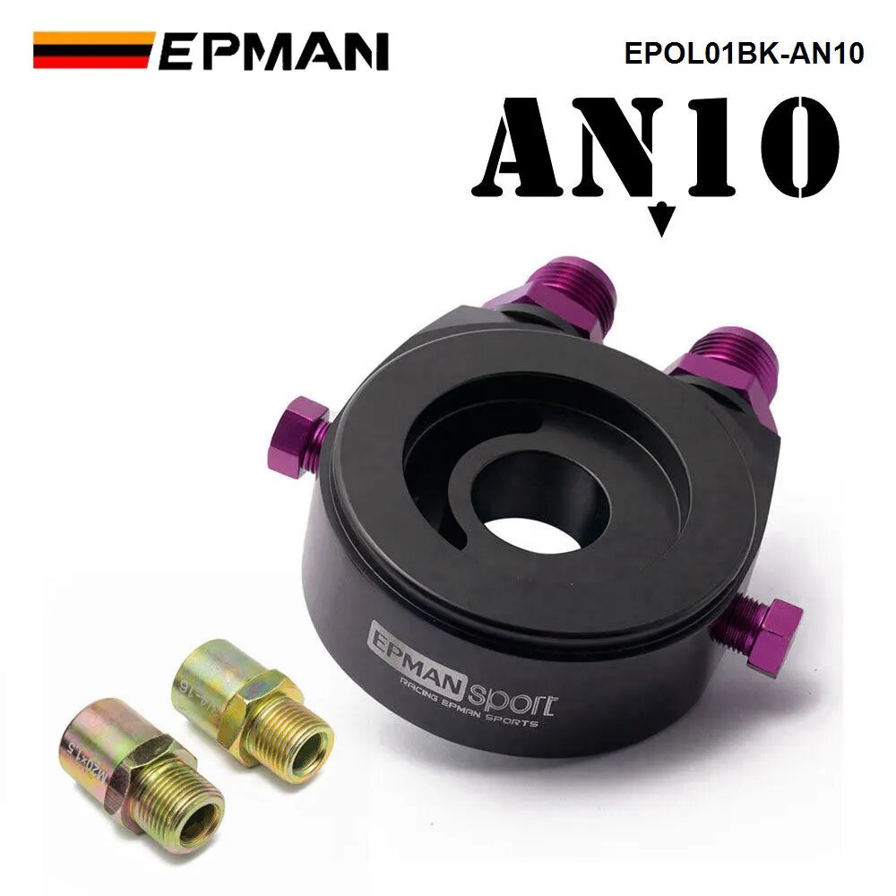 EPMAN M20X1.5 Охладитель масляного фильтра Алюминиевый сэндвич-адаптер пластины локатора 1/8Npt AN10/AN8 EPOL01 AN10 Black