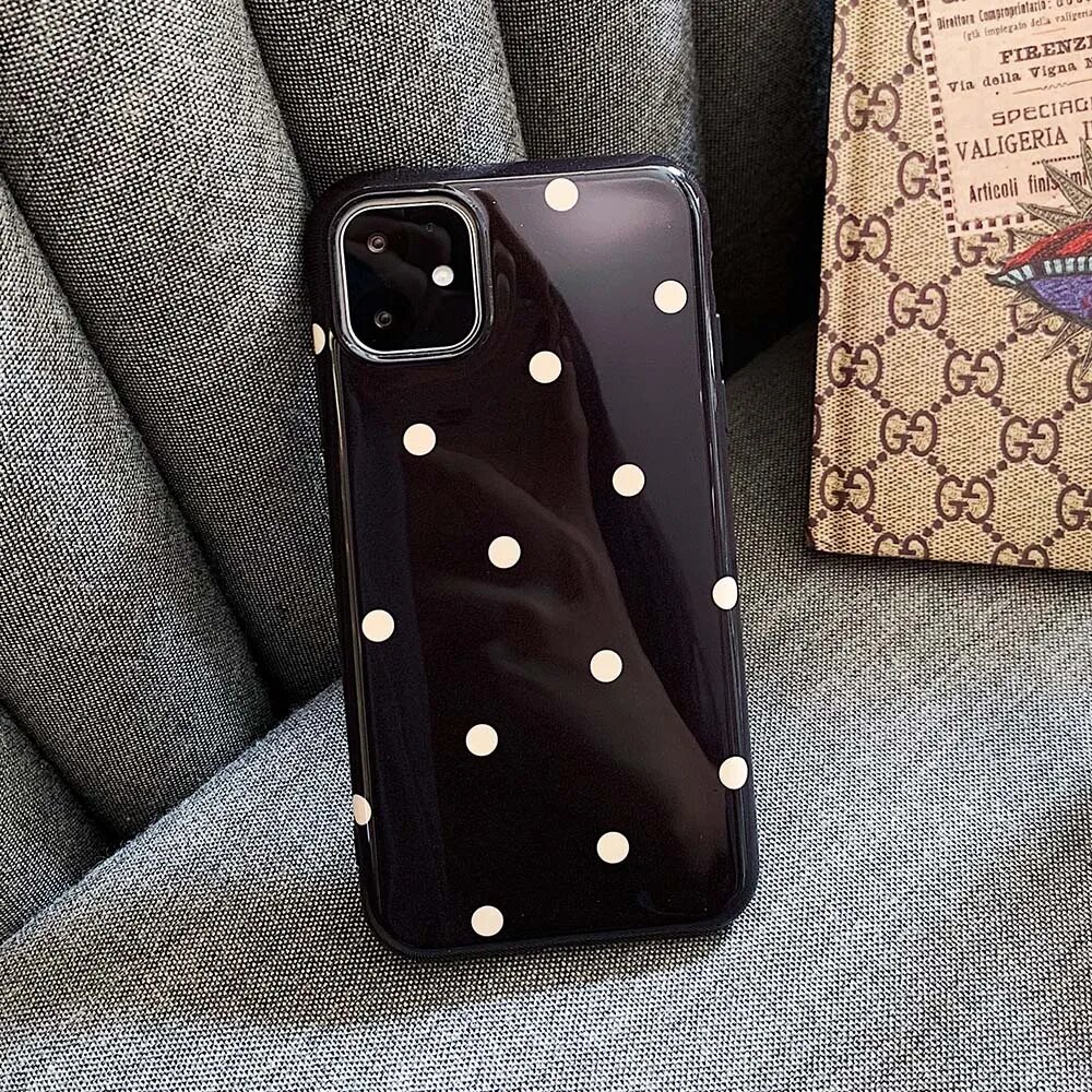 Простой чехол Wave Point в горошек для iPhone 11 12 13 14 Pro Max, мягкая задняя крышка из ТПУ для iPhone XS Max XR X, противоударный корпус black, for iPhone 11