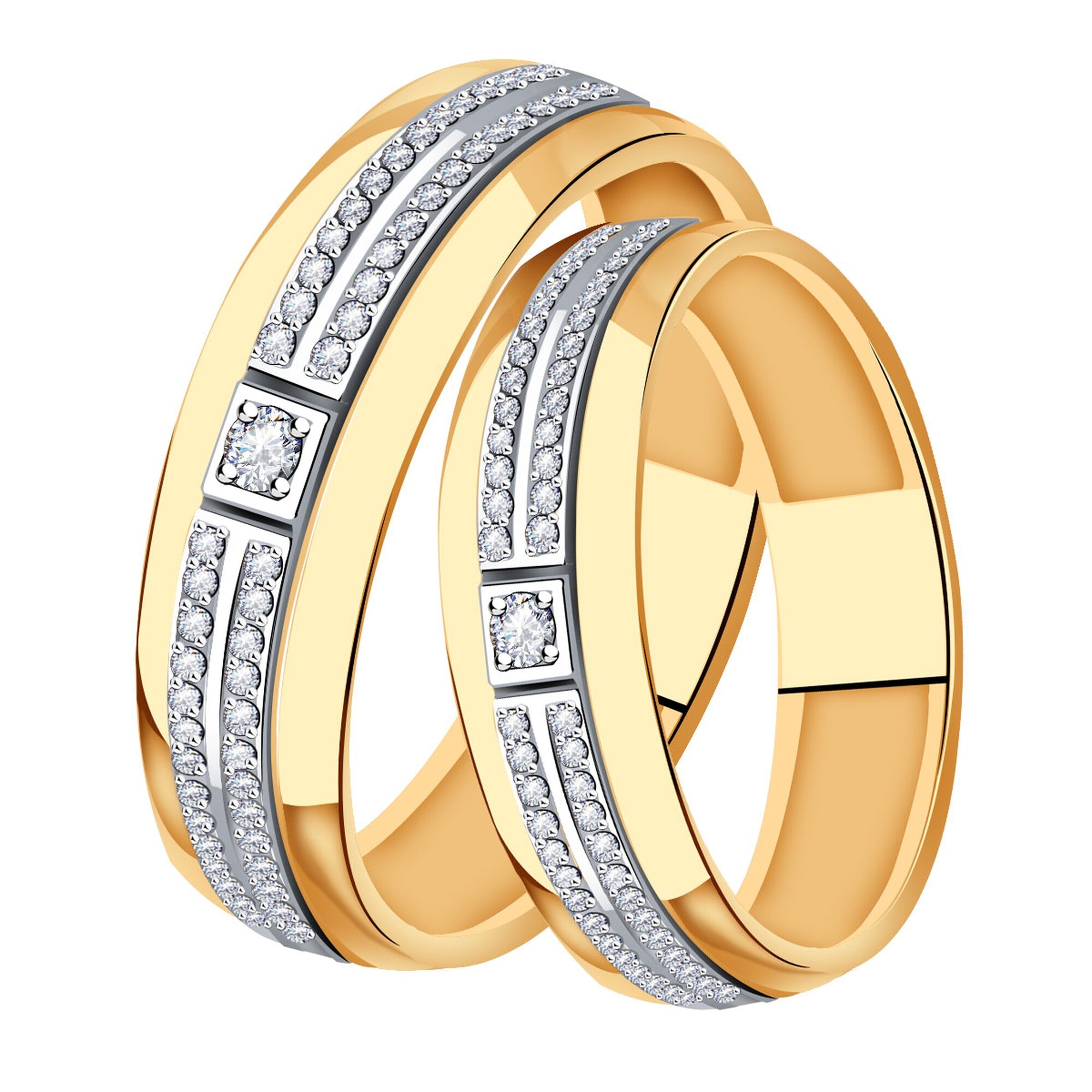 Кольцо обручальное, красное золото, 585 проба, бриллиант