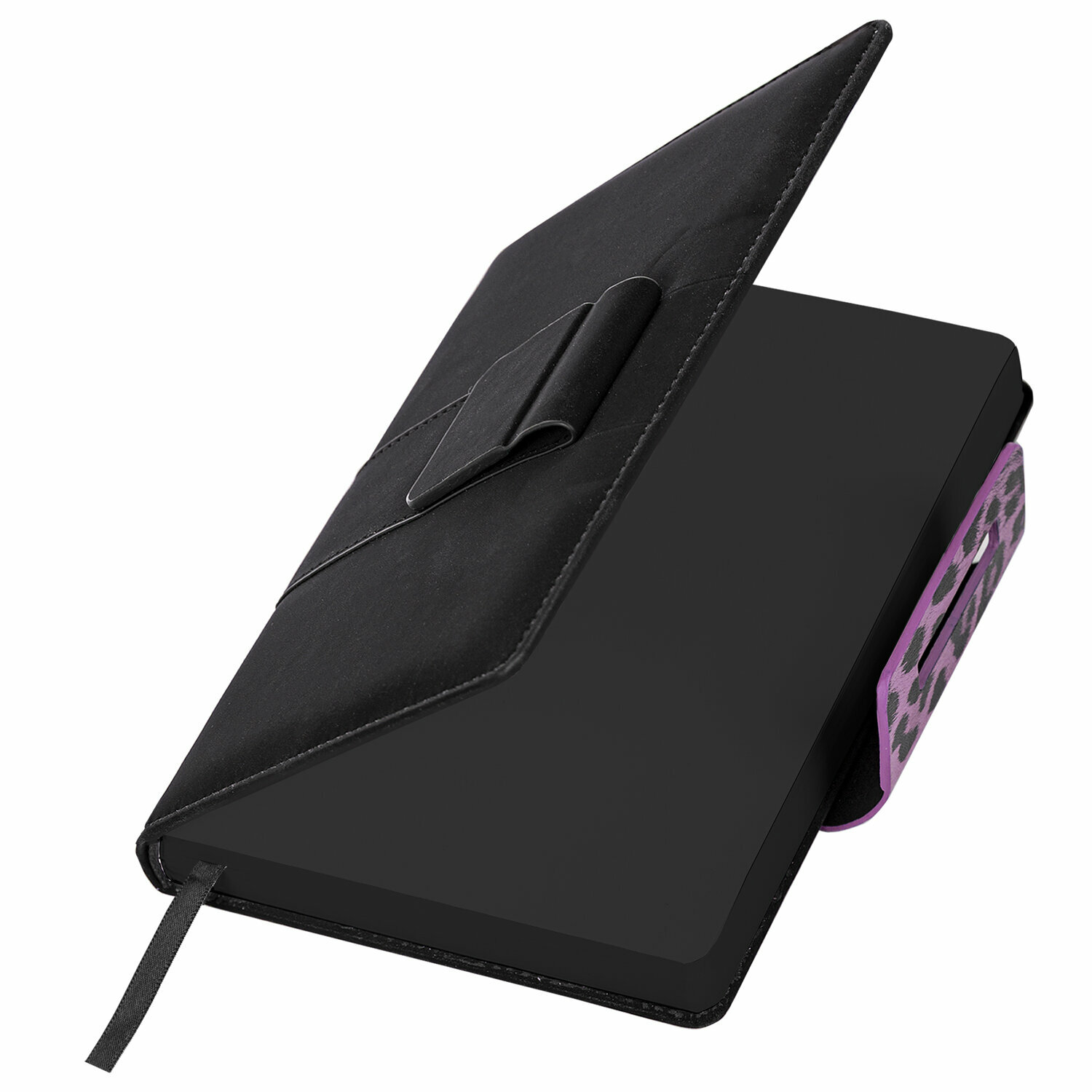 Упаковка 2 шт. Ежедневник недатированный А5 138х213 мм, BRAUBERG "Safari", под кожу, магнит, 160 л, Leopard, фиолетовый, 116593