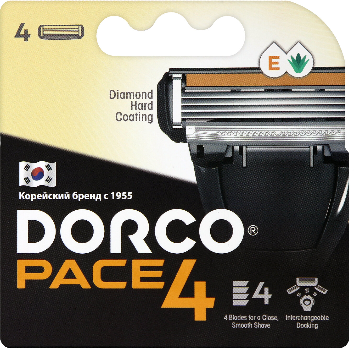 Dorco Сменные кассеты PACE4, 4 лезвия, крепление PACE, увл. полоса (4 сменные кассеты)