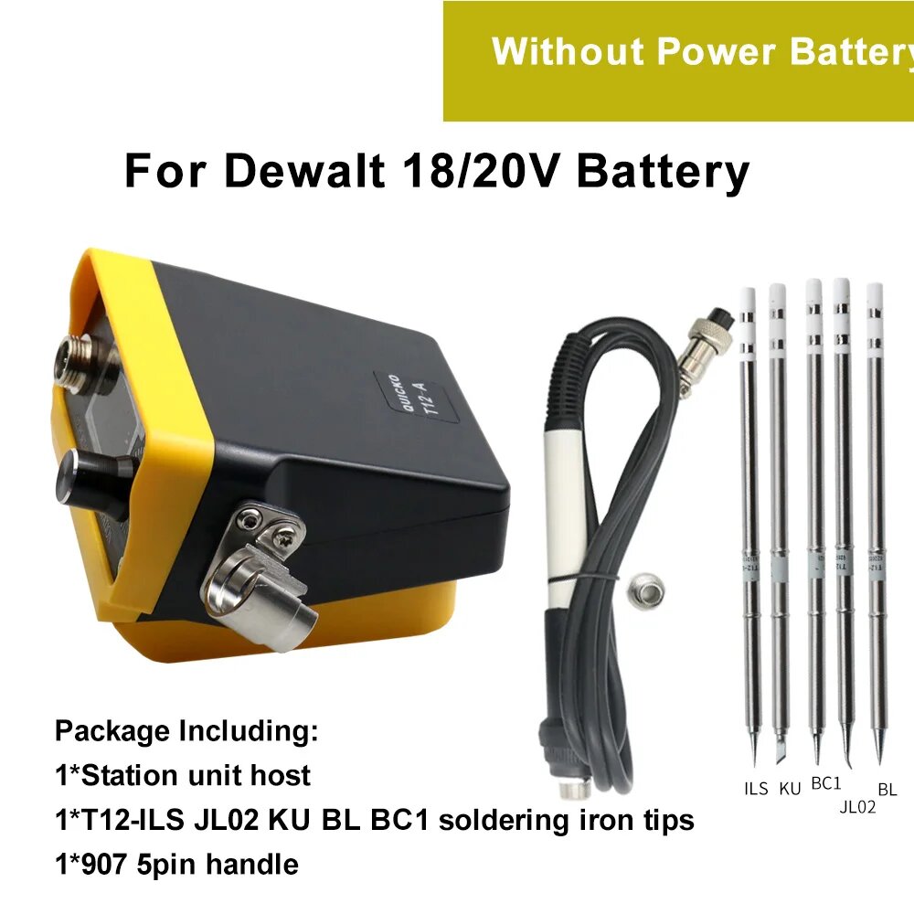 QUECOO T12-A паяльная станция для Dewalt 18/20V
