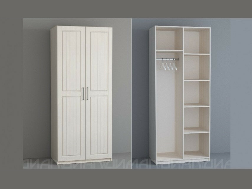 Шкаф 2-х створчатый распашной, Бодега белая/сандал (МДФ/ЛДСП)