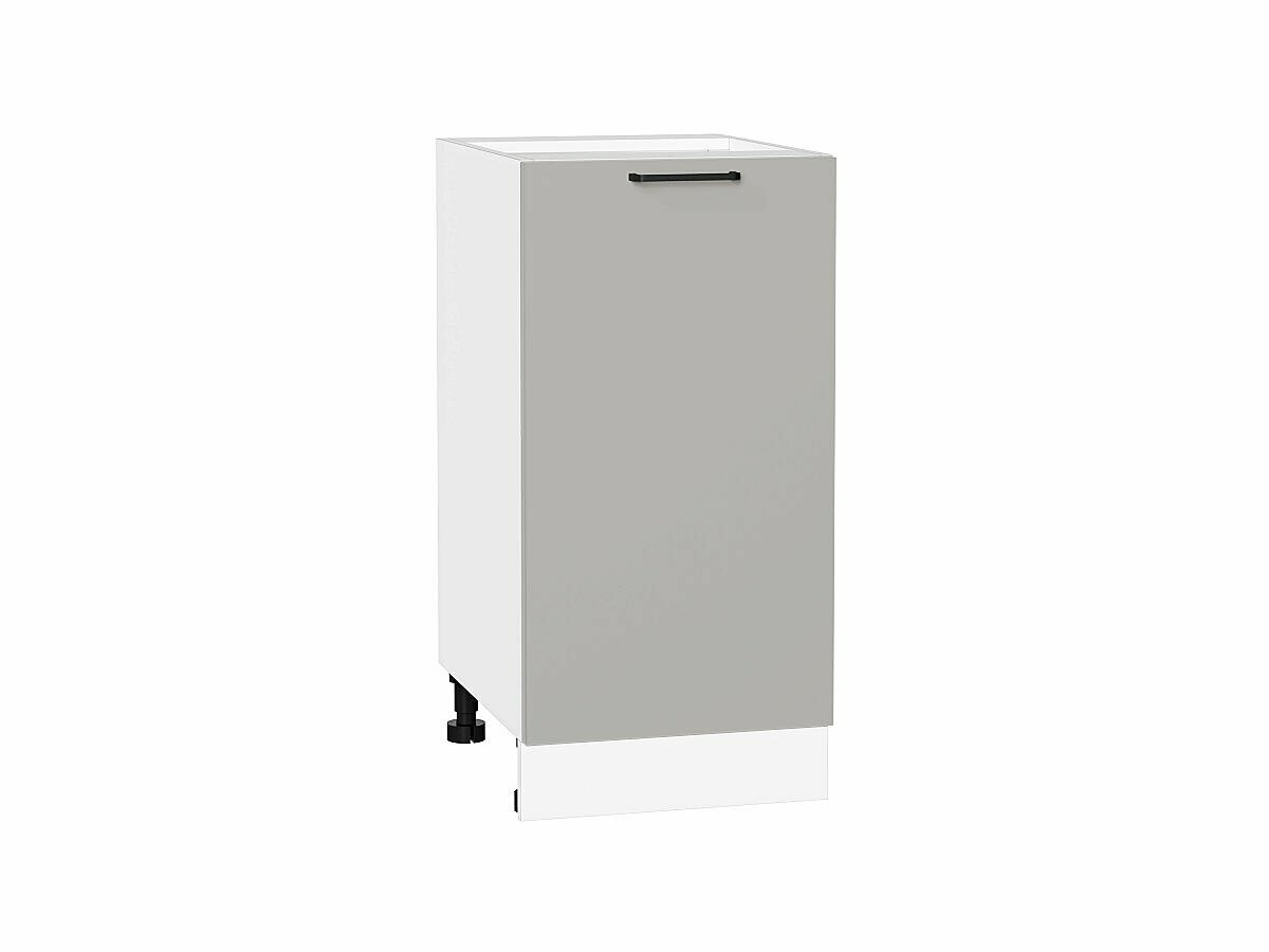 Шкаф нижний с 1-ой дверцей Флэт, цвет фасада Light Grey In 2S, цвет каркаса Белый, 816*400*478 мм