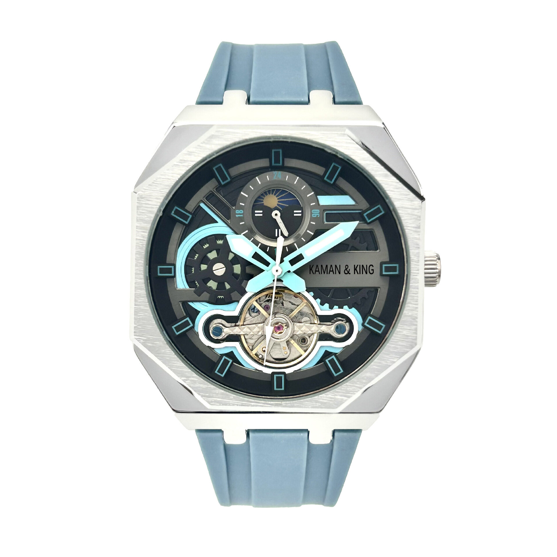 Неинтеллектуальные механические часыKAMAN & KING Мужские Trend Watch Мужские студенческие большие циферблаты водонепроницаемые полые модные полностью автоматические механические часы