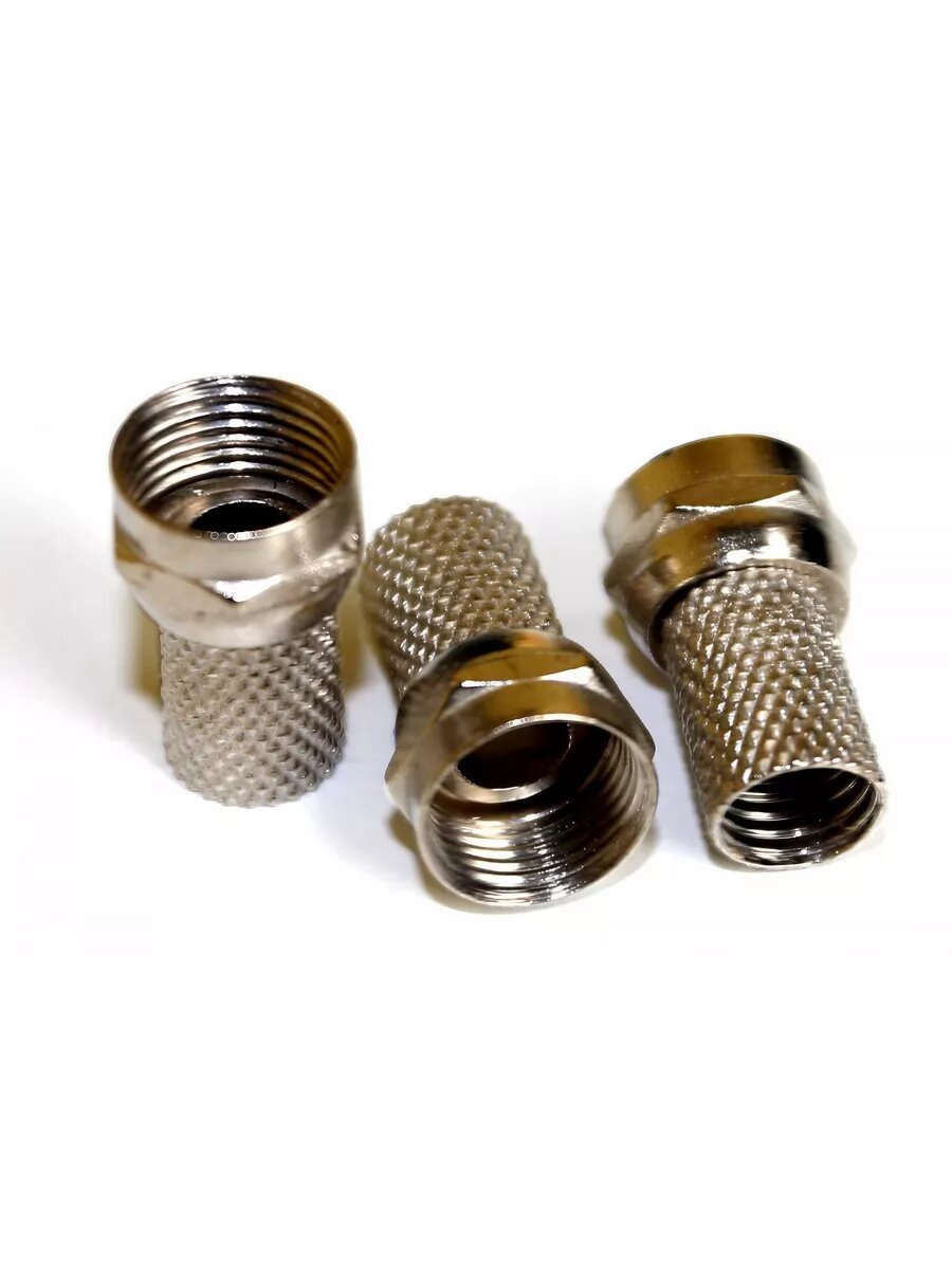 Разъем (гайка) на кабель ТВ резьбовой 3 шт, F-разъем для кабеля RG-6