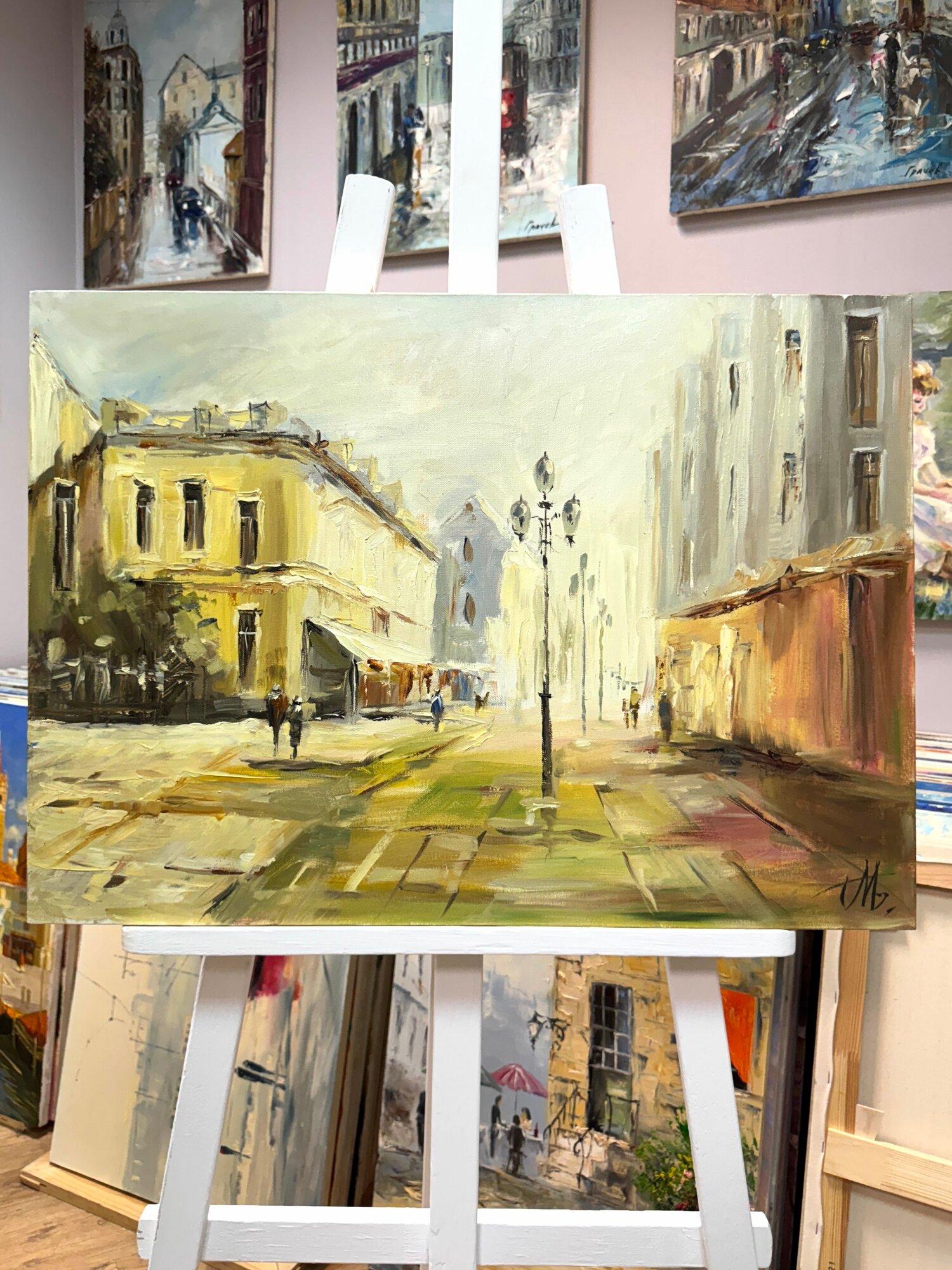 Картина маслом импрессионизм Москва, Старый Арбат 50х70 см. Художественная мастерская Грёзы.