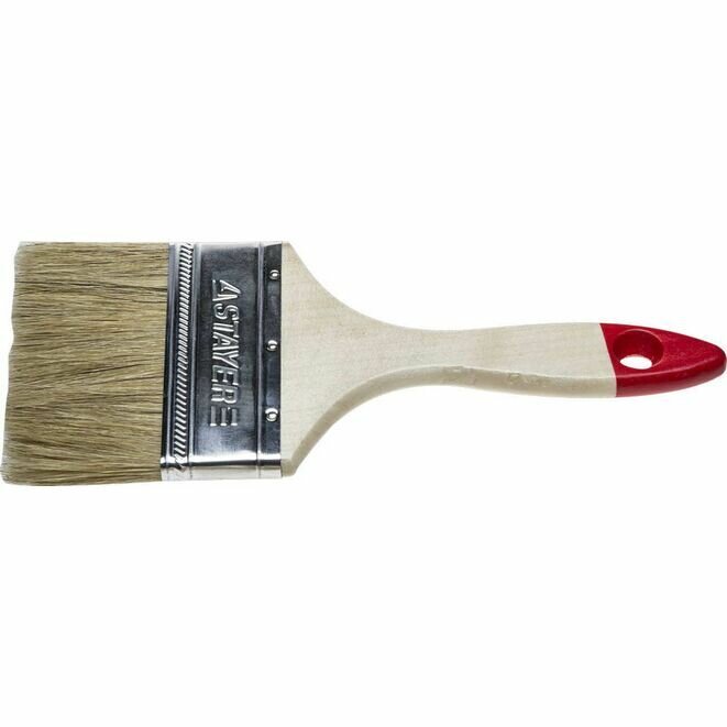 Кисть плоская , светлая натуральная щетина, деревянная ручка, 100мм