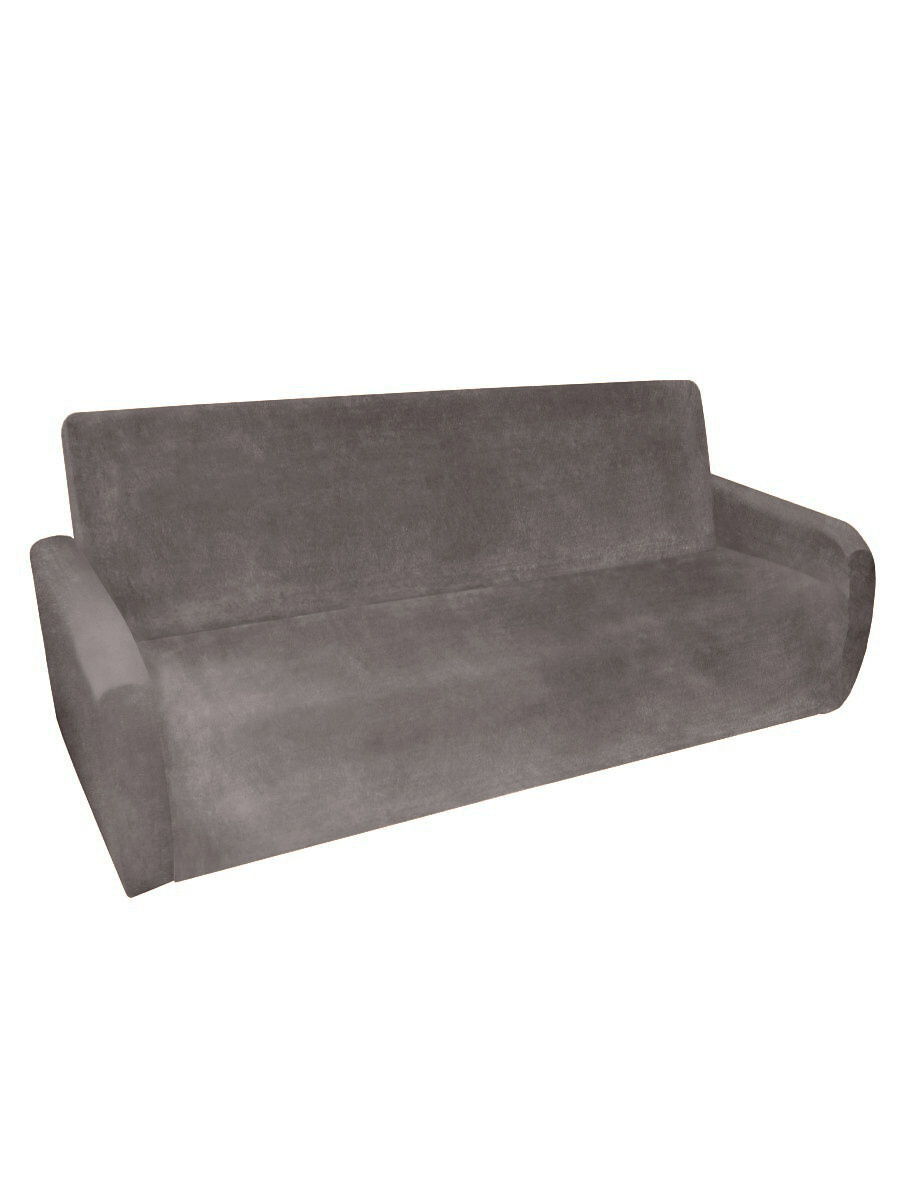 Чехол на трехместный диван-книжку Бруклин кофе с молоком, стрейчевый велюр, Виктория Хоум Декор