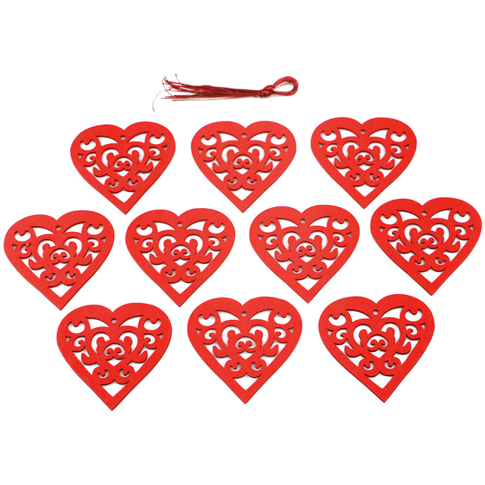 10 шт. Деревянные полые сердца со шнурком, романтичные подвесные украшения, декор для свадьбы, материалы для DIY поделок