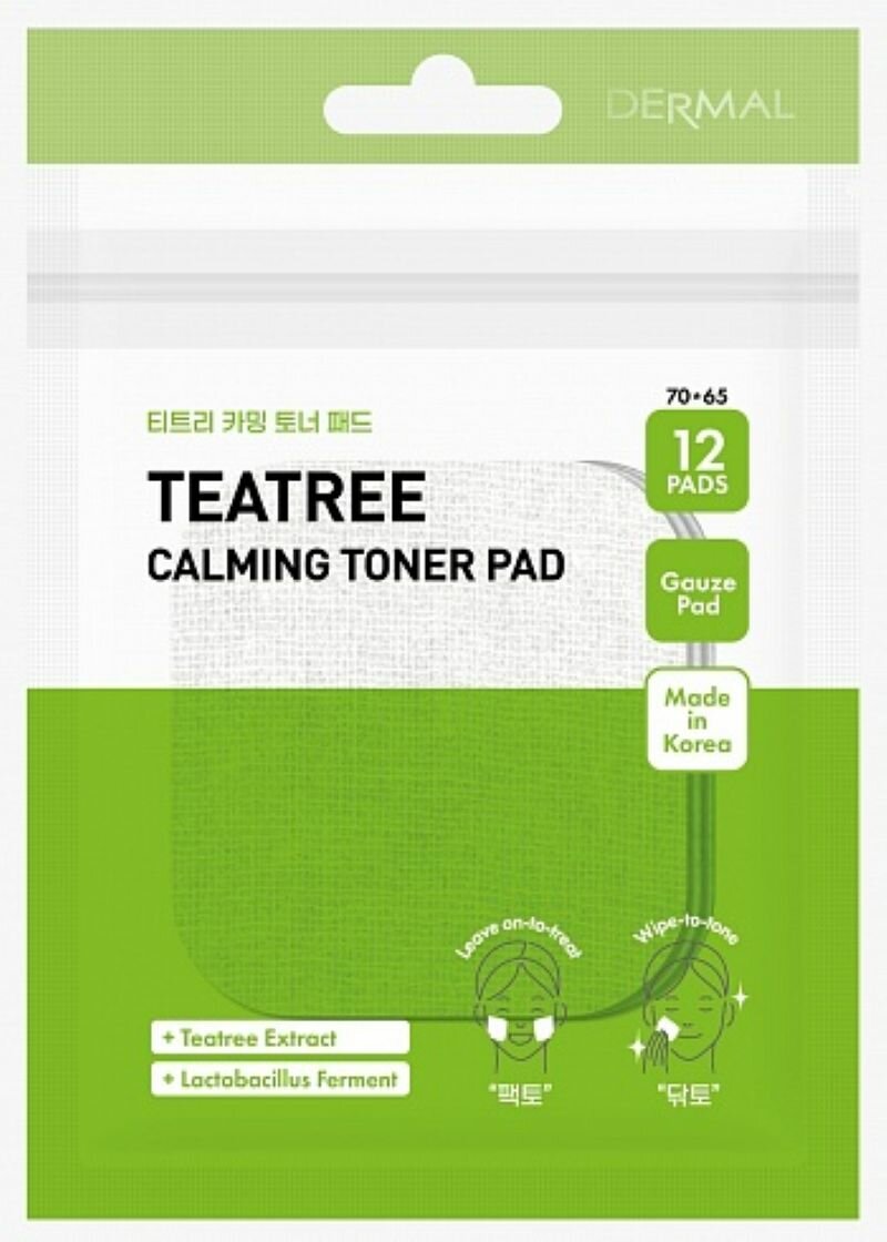 Пэды д/л Dermal Тонизирующие пэды с экстрактом чайного дерева 12 шт