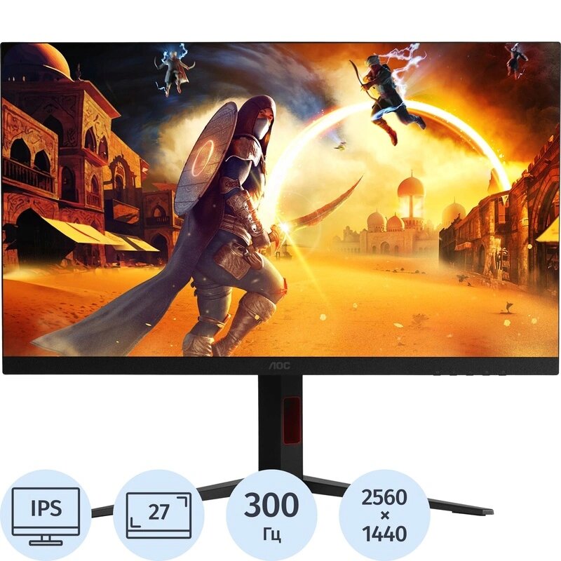 Монитор 27 AOC Q27G4S Black (IPS,2560x1440,300Hz,0.3 ms,2xHDMI, Pivot)