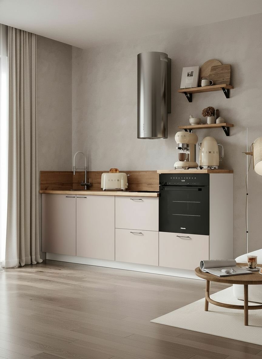 ARNIKA Кухонный гарнитур со столешницей "Дакия" 2,4м х 2,4м, цвет магнолия (бежевый), фасад пленка ПВХ