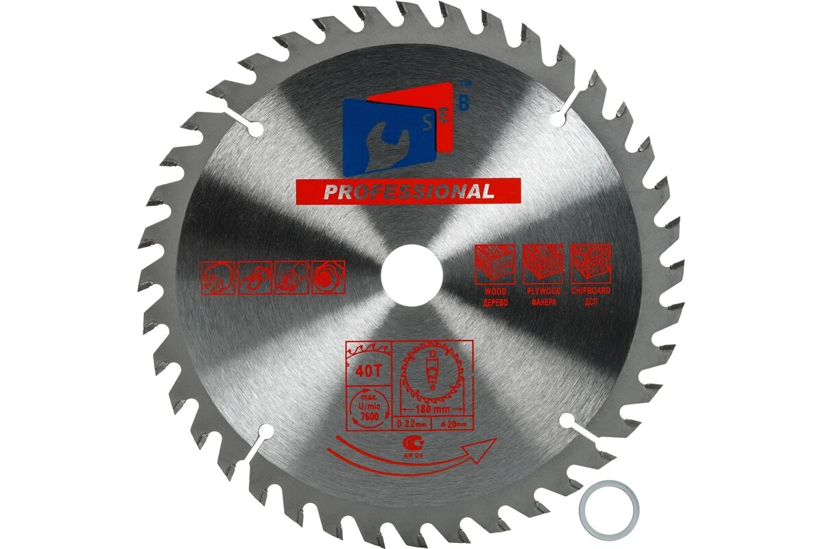 Пильный диск TORGWIN, для дерева, ламината, фанеры, 180x22.23 мм, 40 зубцов