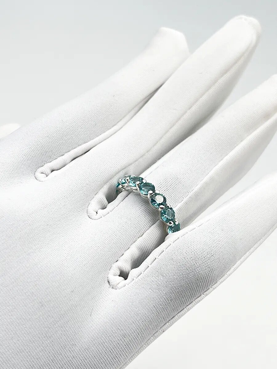 Кольцо, серебро, 925 проба, родирование, турмалин синтетический