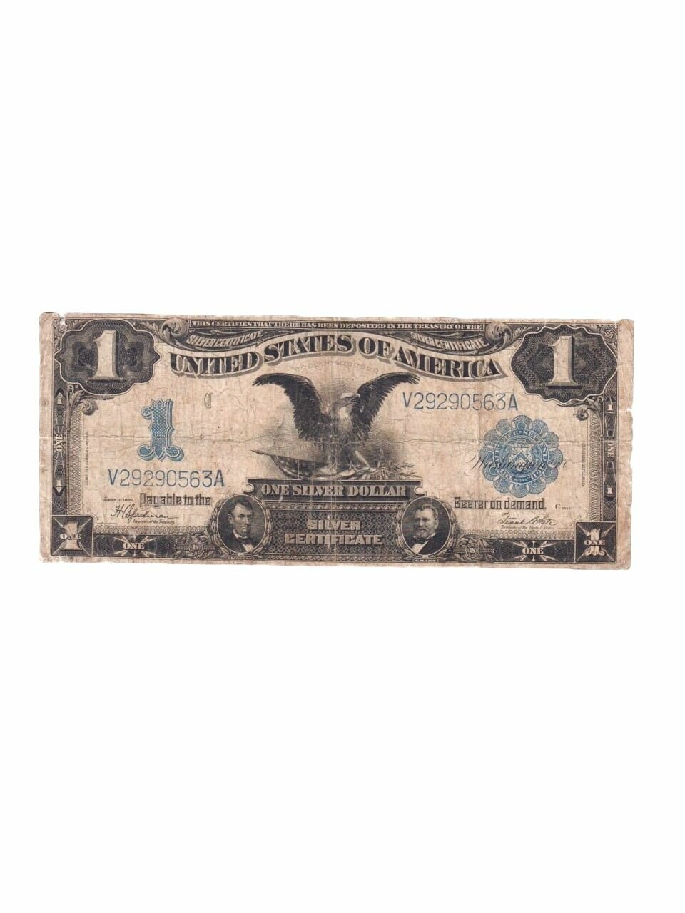 Подлинная банкнота 1 доллар США 1899 год ceребряный сертификат Black Eagle Note