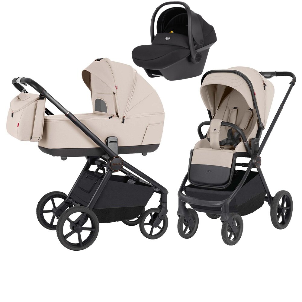 Коляска Carrello Epica CRL-8511/1, 3 в 1, термолюлька, шасси черное, цвет Almond beige автолюлька