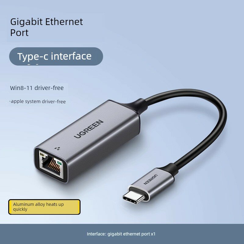 Type-C к гигабитному Ethernet адаптеру, алюминиевый корпус, совместимость с смартфонами и ноутбуками