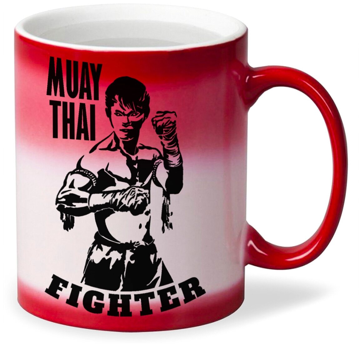 Кружка хамелеон красный CoolPodarok Muay thai fighter (Боец тайского бокса)