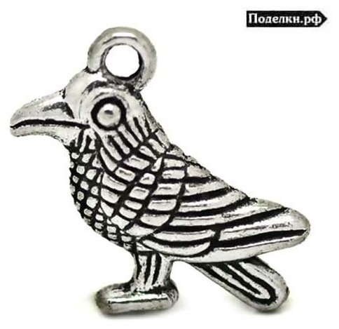 Фурнитура для бижутерии Подвеска Ворона 0008463 серебряный цвет 19x13x5 мм, цена за 2 шт.