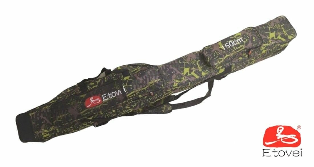 Чехол Etovei, для удилищ и спиннингов, 150см, зеленый камуфляж