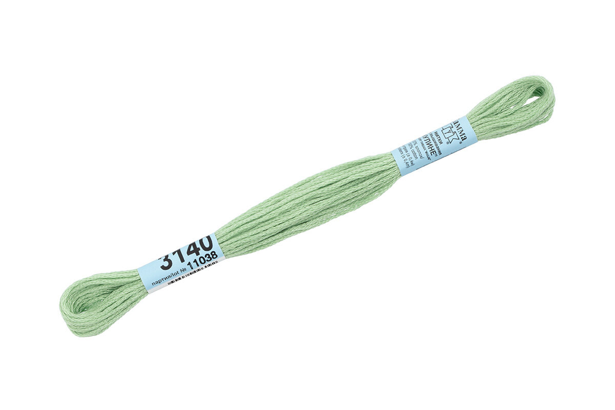 Мулине "Gamma" 100% хлопок 8 м №3140 бл. зеленый